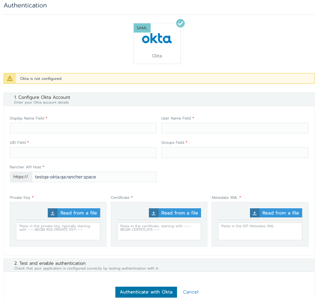 Auth Provider - Entity ID Field shouln't be visible for Okta · Issue #2276 · rancher/dashboard ...