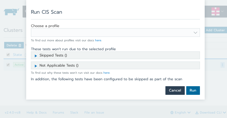 CIS Scan - Choose a profile dropdown is empty when trying to run as Cluster Owner · Issue #25990 ...