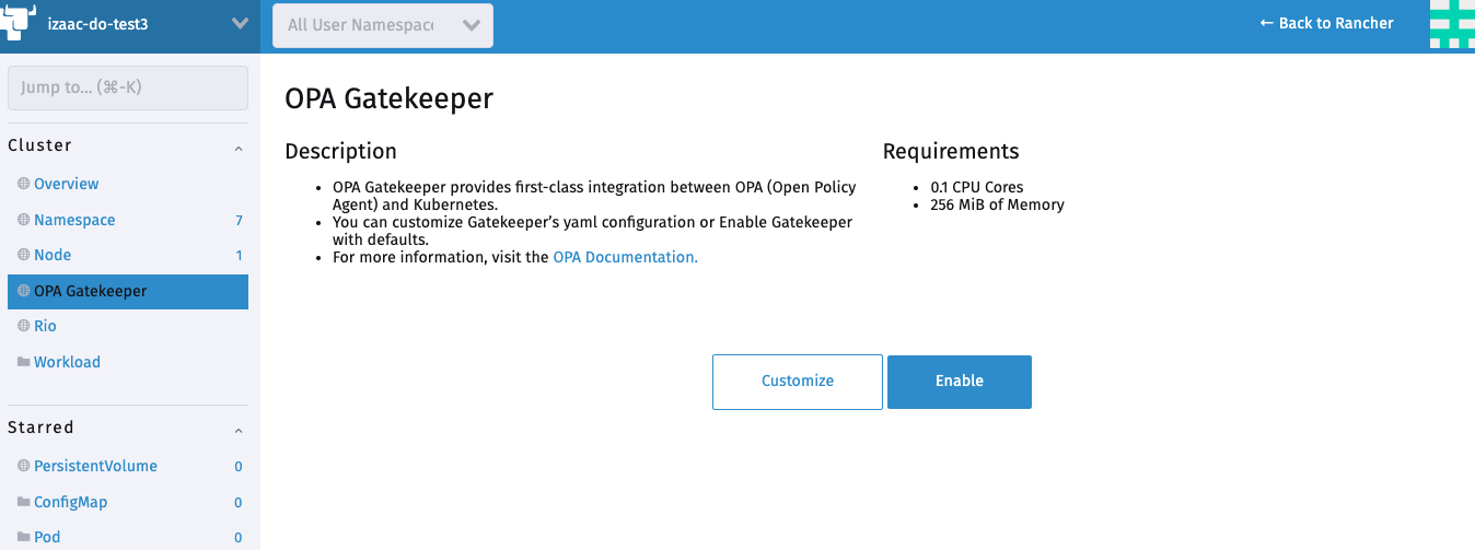 OPA - After clicking Enable in the Dashboard I do not get redirected to the OPA Overview · Issue ...