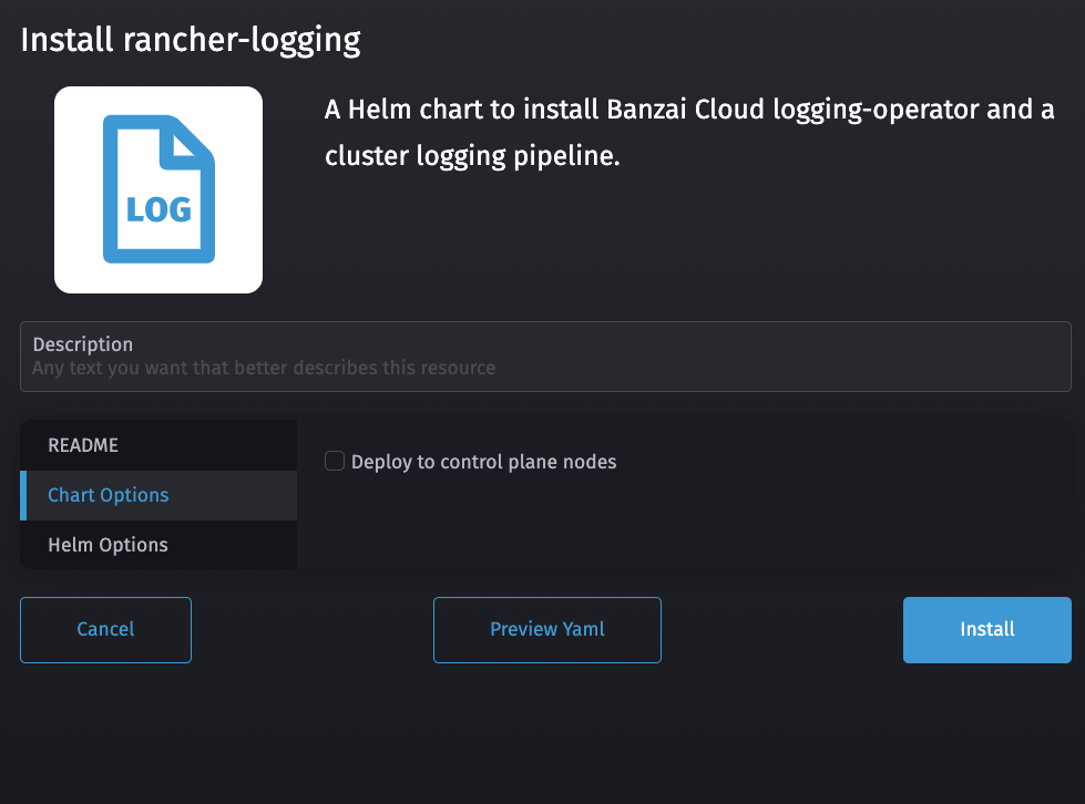 [Logging V2] Chart Install Page · Issue #1109 · rancher/dashboard · GitHub