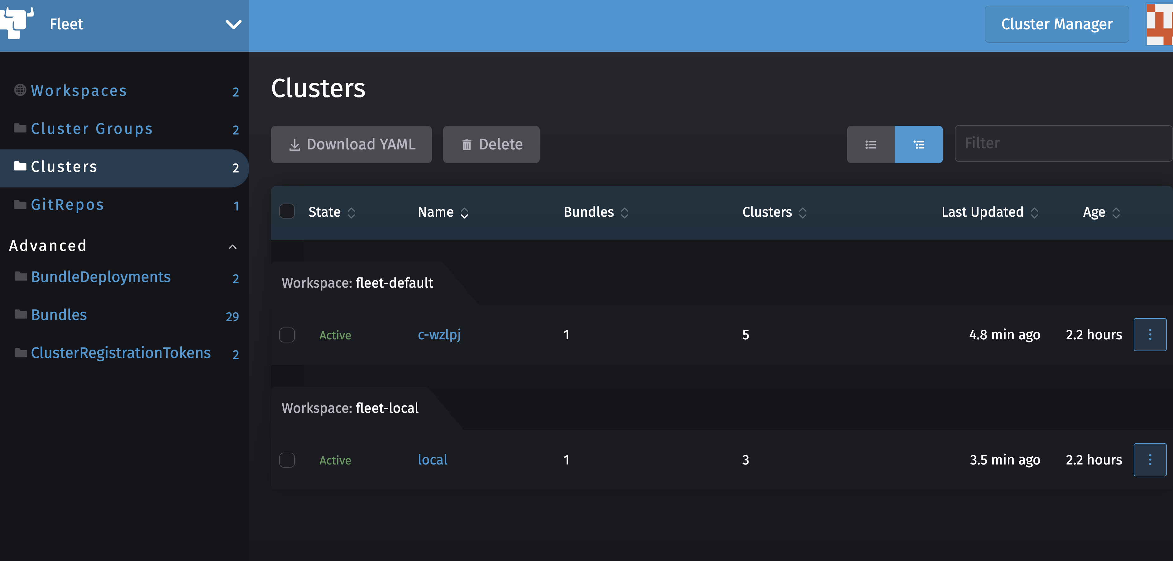 Agent cluster is not appearing in the Fleet section but is listed in ...