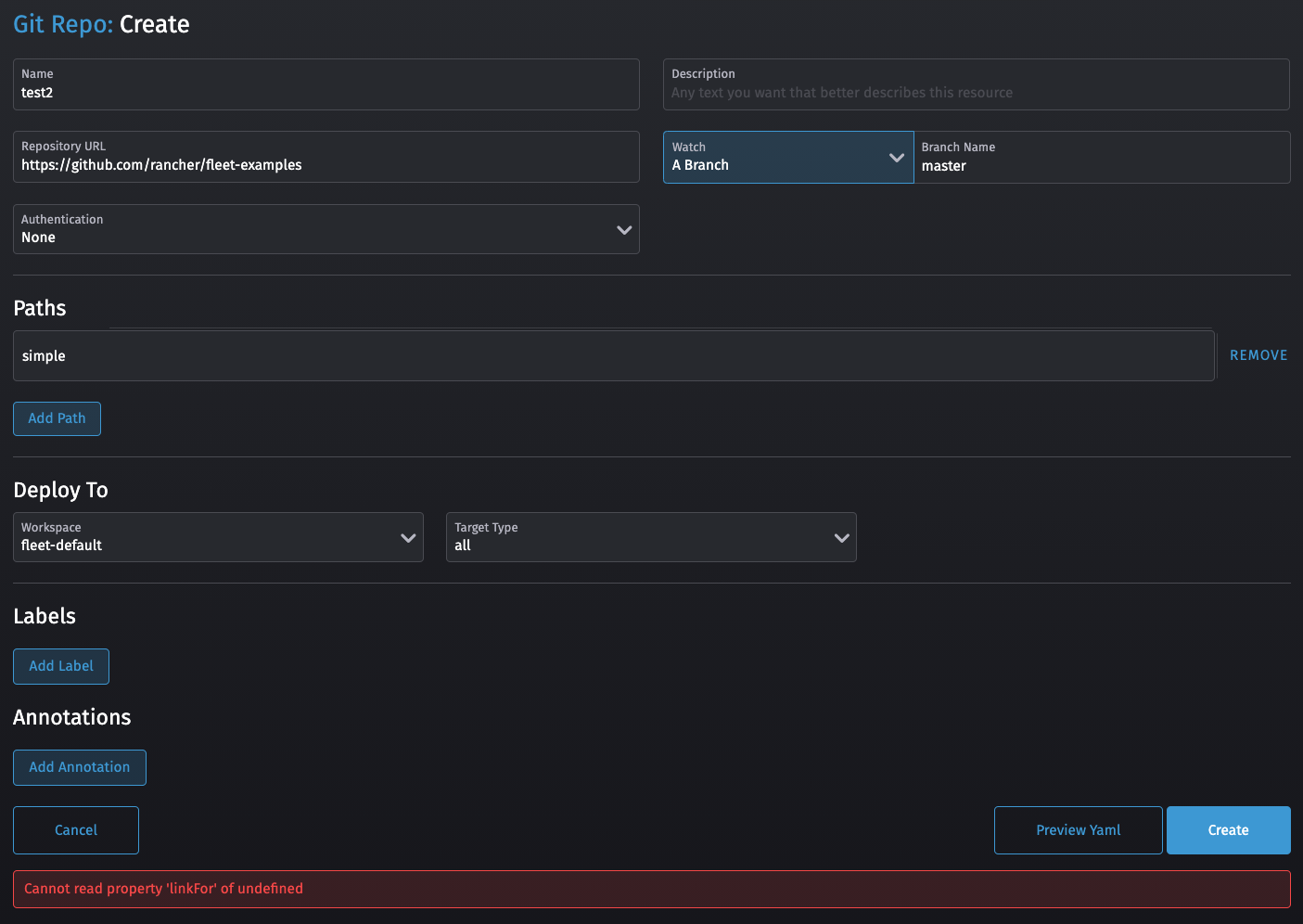 Fleet - Cannot read property 'linkFor' of undefined when creating a GitRepo · Issue #1370 ...
