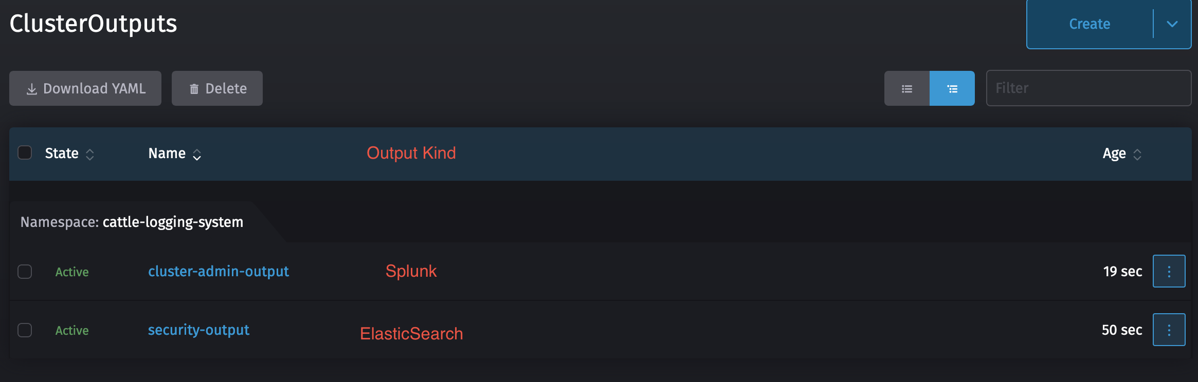 [Logging v2] - Include the Output type in ClusterOutputs and Outputs list view · Issue #1568 ...