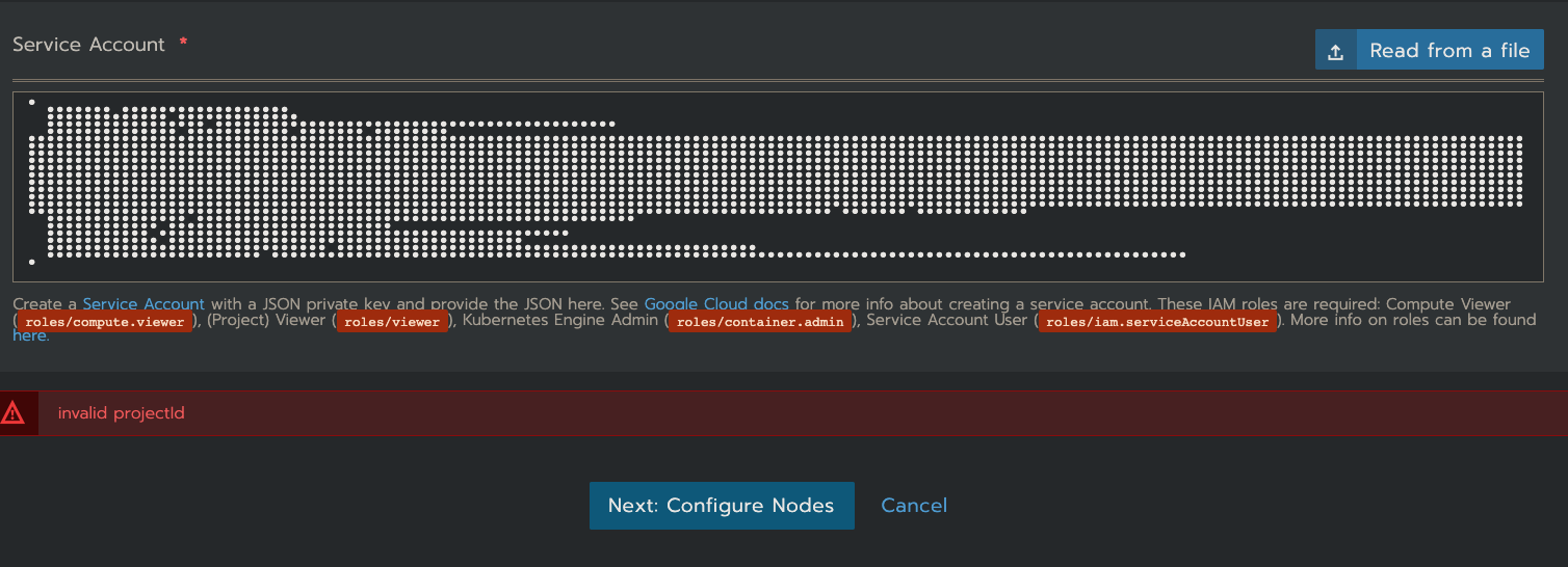 GKE - Create cluster throwing invalid projectID with json key · Issue #29646 · rancher/rancher ...