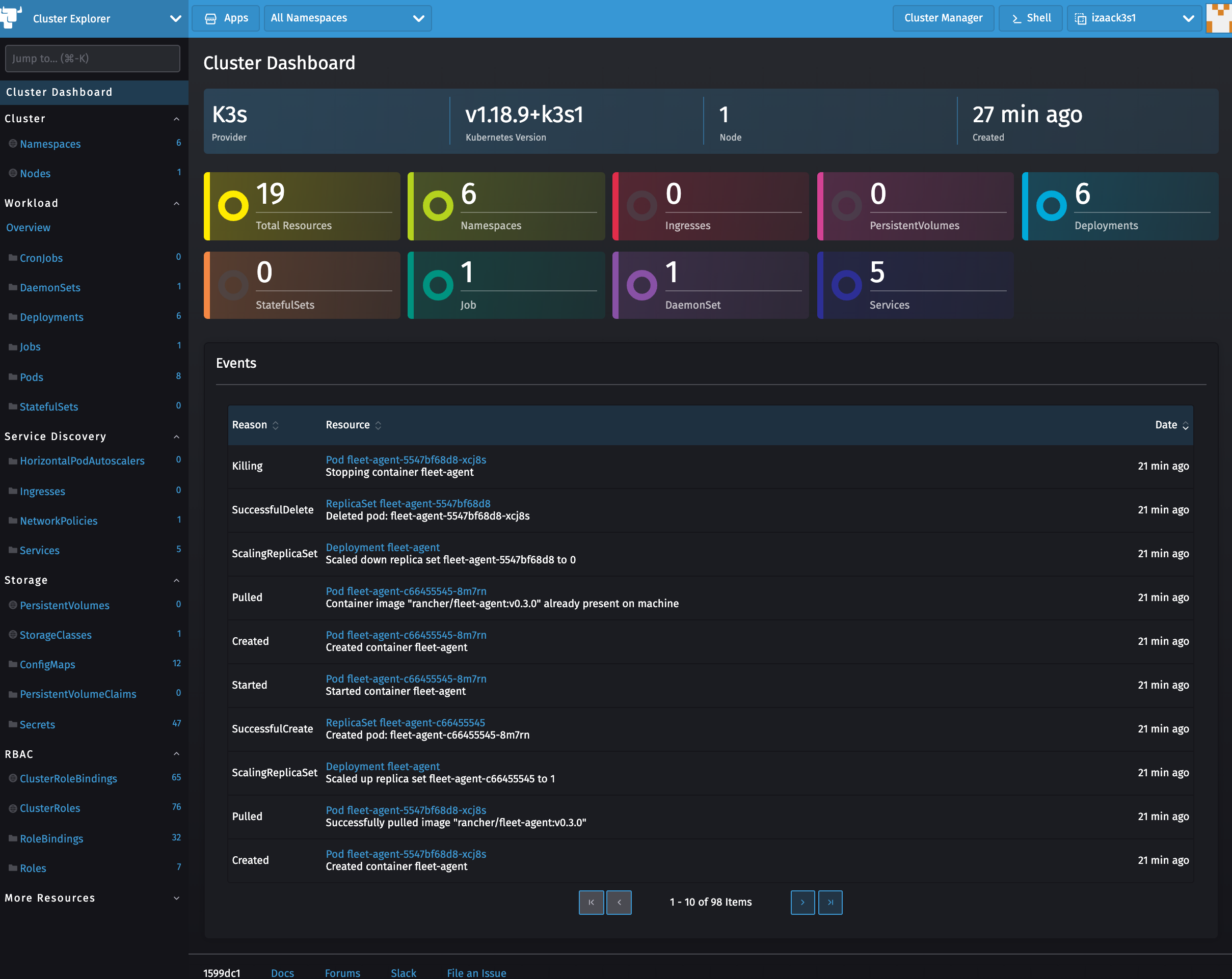 Reserved/Used resources are not updated when k3s cluster is local ...