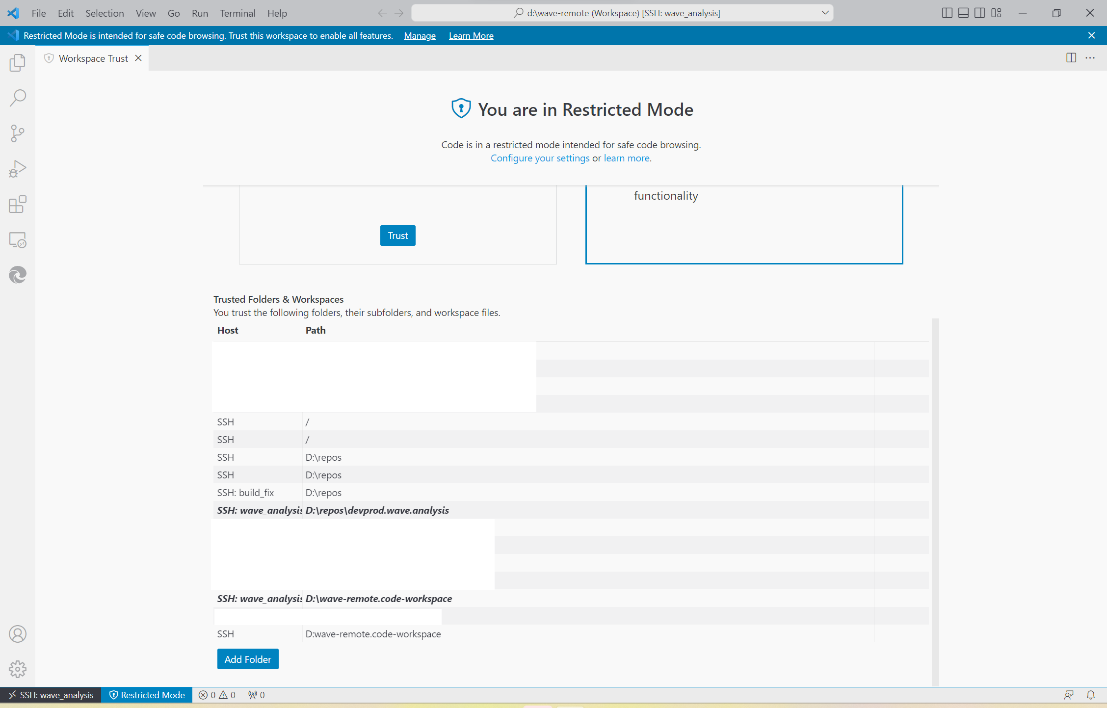 Stuck In Restricted Mode · Issue 161362 · Microsoft Vscode · Github