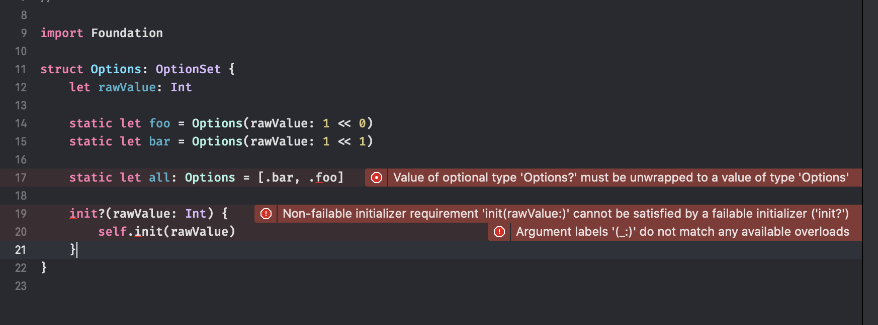 CoreData: Using RawType and unwrapOptional with OptionSet doesn't work · Issue #727 · SwiftGen ...