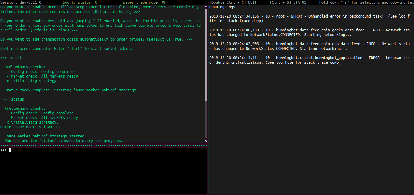 [BUG] Market name DDEX is invalid · Issue #1233 · hummingbot/hummingbot · GitHub