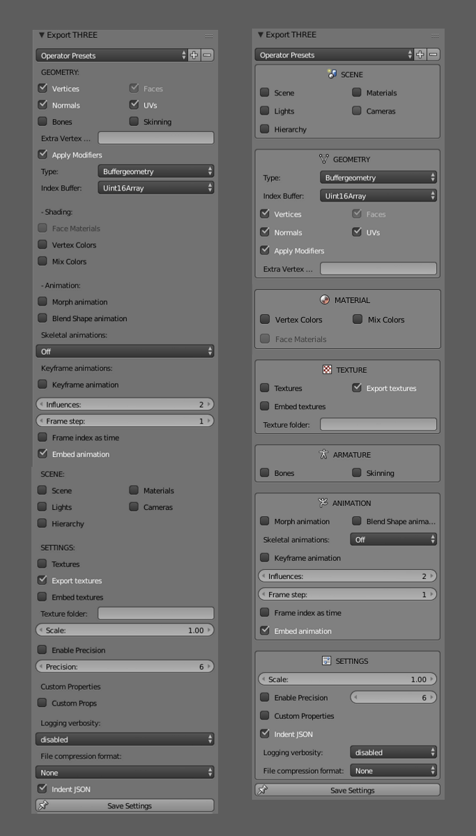 improve blender exporter UI · Issue #12259 · mrdoob/three.js · GitHub