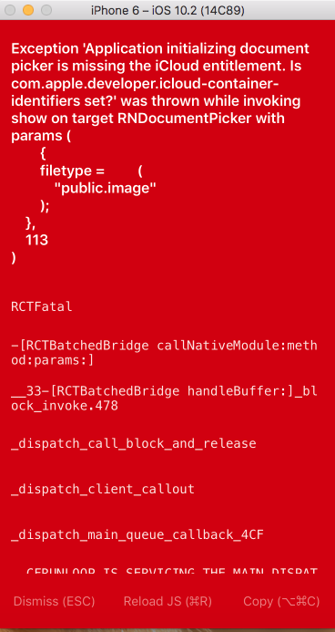 exception: 'Application initializing document picker is missing the iCloud entitlement', · Issue ...