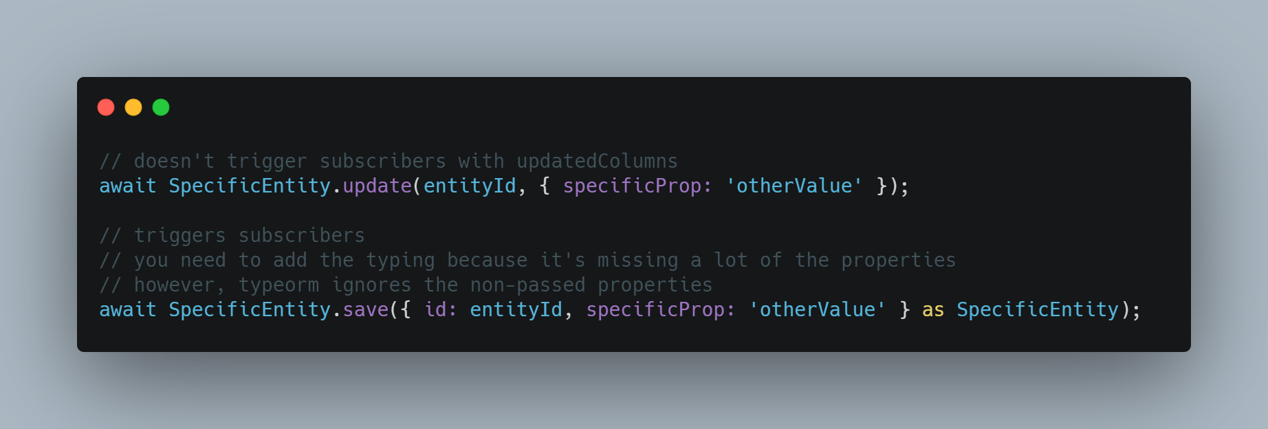 EventSubscriber not getting updated values for update using ...