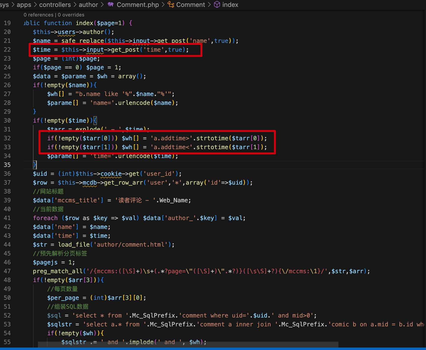 SQL injection exists in your project · Issue #1 · chshcms/mccms · GitHub