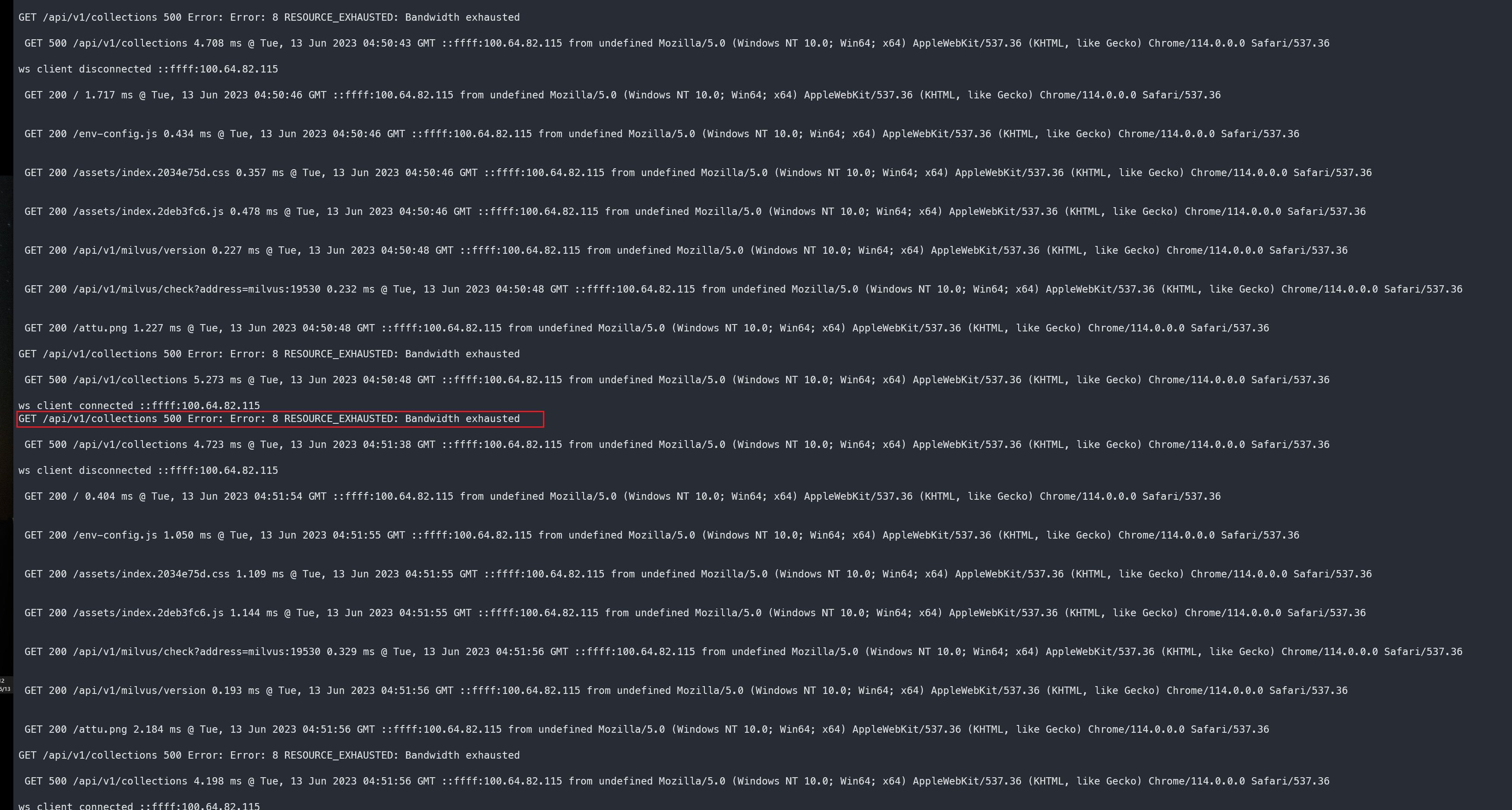 Error: 8 RESOURCE_EXHAUSTED: Bandwidth exhausted · Issue #197 · zilliztech/attu · GitHub