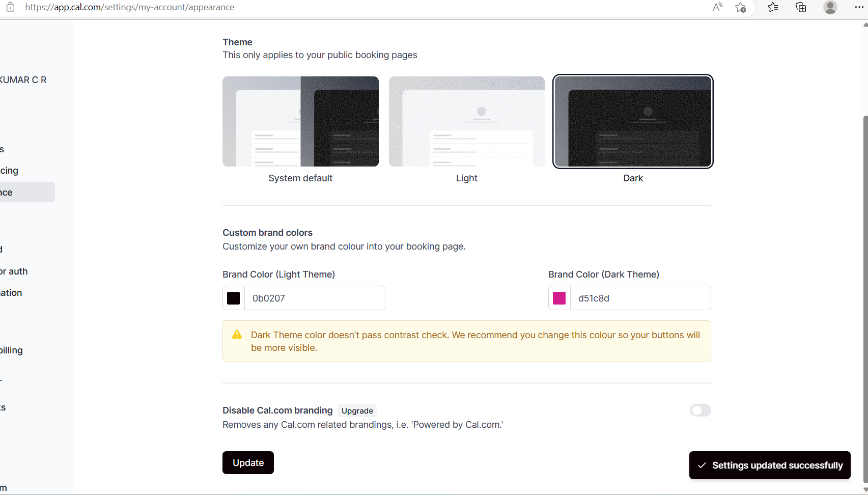 Custom Light/dark mode Restriction for a few cases · Issue #8726 · calcom/cal.com · GitHub