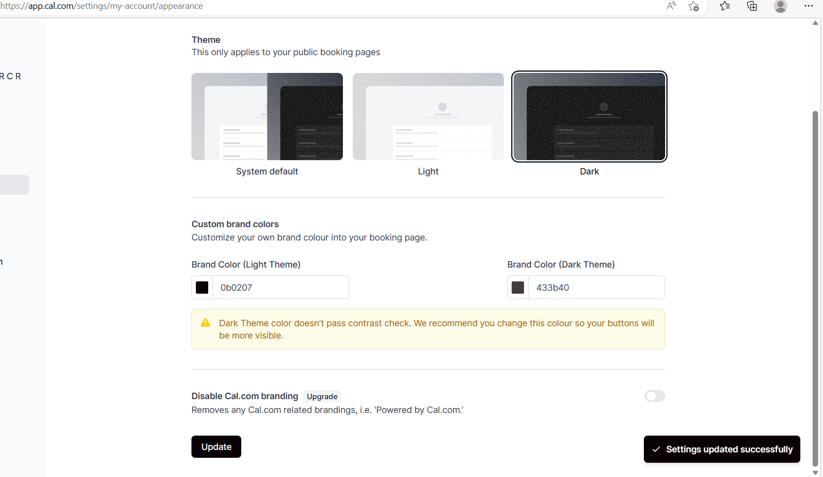 Custom Light/dark mode Restriction for a few cases · Issue #8726 · calcom/cal.com · GitHub