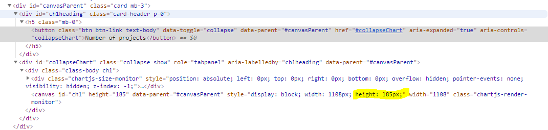 on collapse .show the canvas from chartjs not returning back the ...