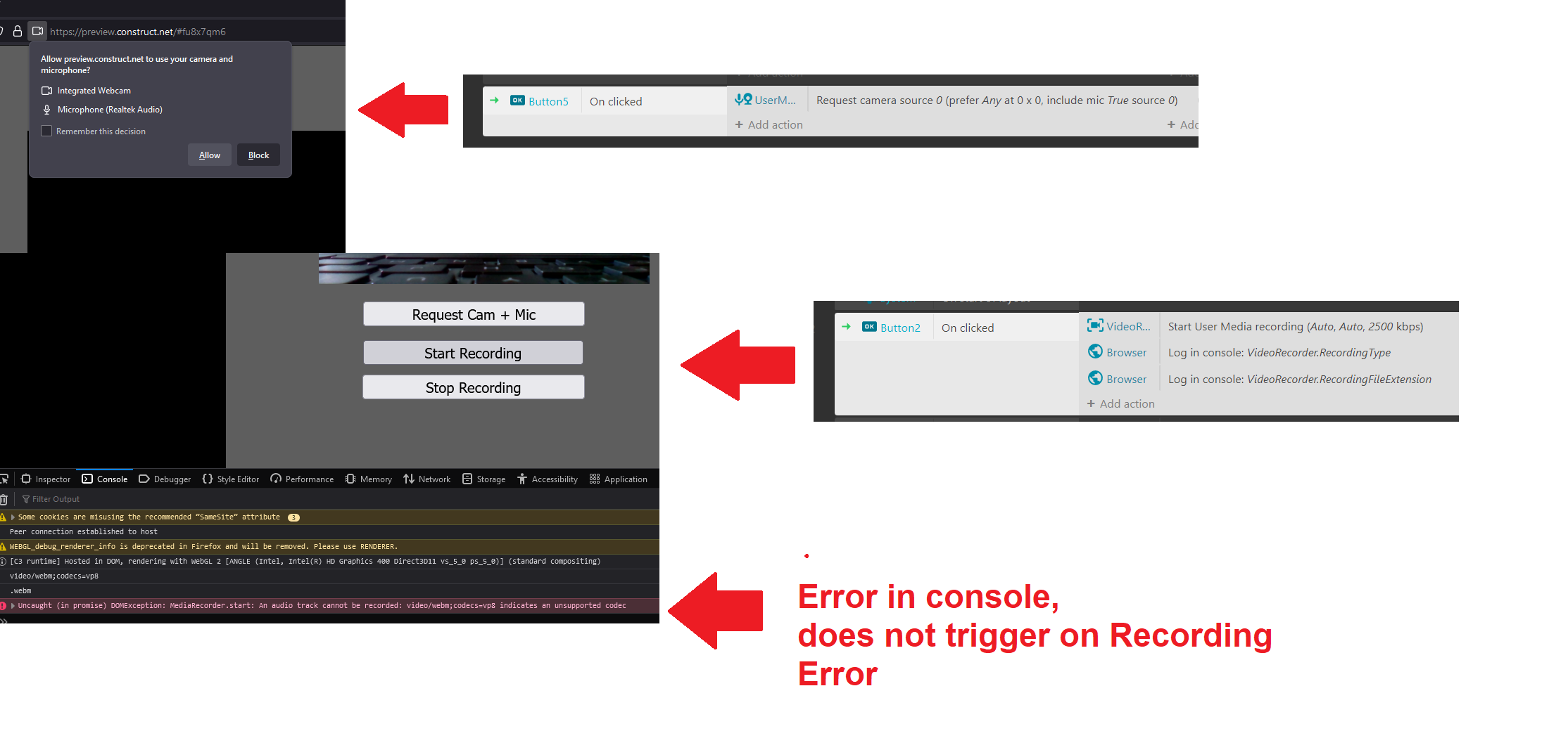 Video User Media Recording does not work in Firefox depending on the ...