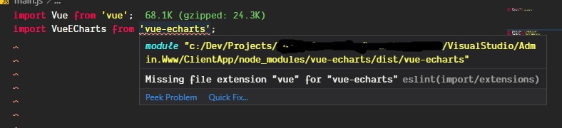 Missing file extension "vue" for "vue-echarts"eslint(import/extensions) · Issue #386 · ecomfe ...