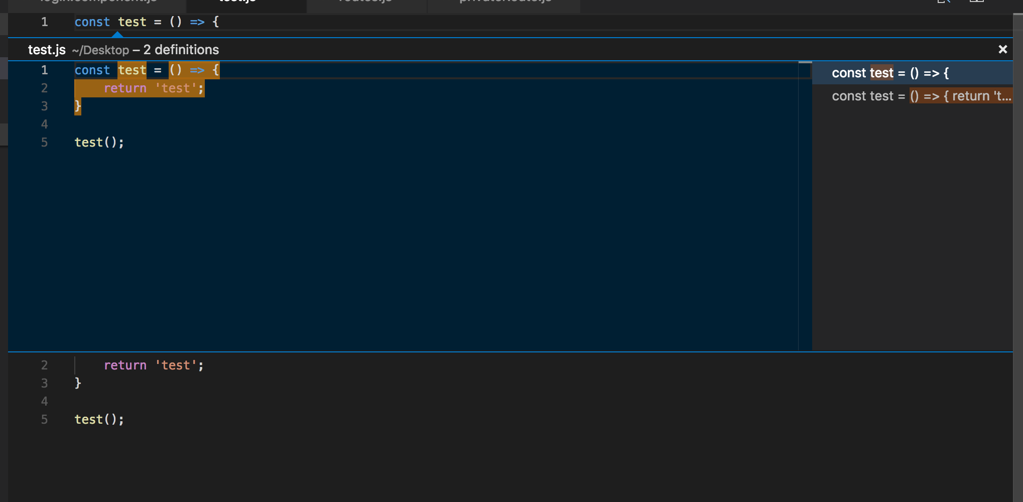 Peek definition shows 2 definitions when there is actually only one on ...