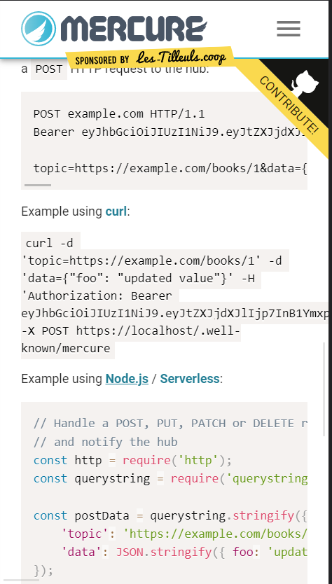 [docs] https://mercure.rocks/docs/getting-started page width is messed ...