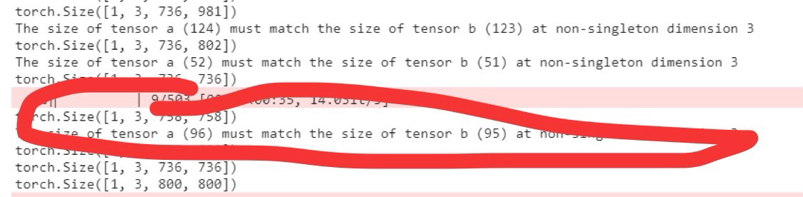 The size of tensor a (64) must match the size of tensor b (63) at non-singleton dimension 3 ...