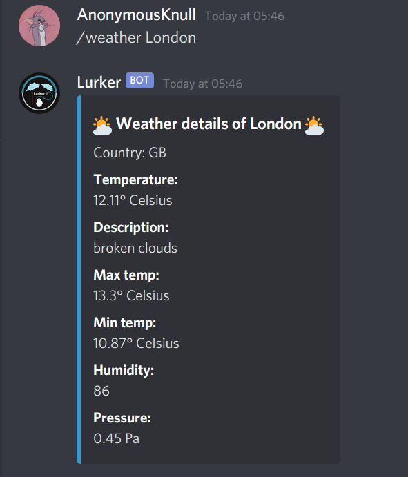 GitHub - jyotirmaypaliwal/Lurker: Simple utility Discord bot built using discord.py wrapper.