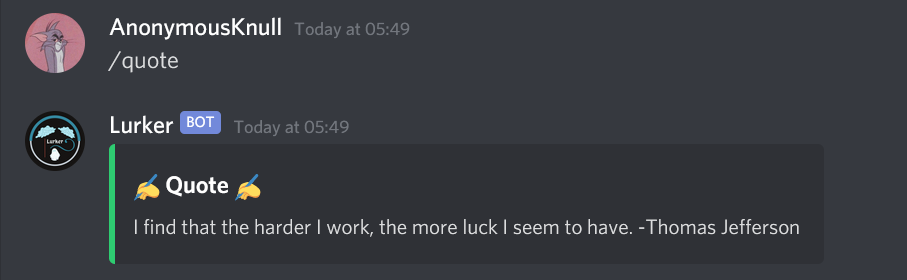 GitHub - jyotirmaypaliwal/Lurker: Simple utility Discord bot built using discord.py wrapper.