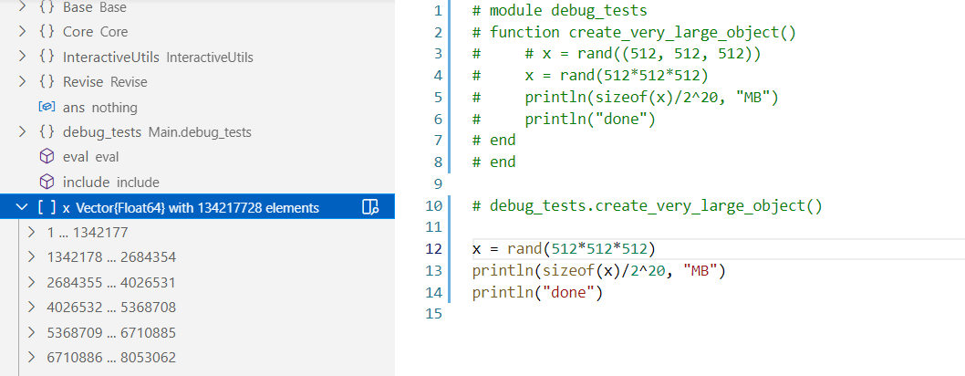 debugger hangs with large variables · Issue #2520 · julia-vscode/julia ...