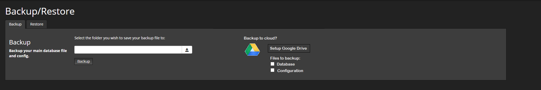 Automated backup of DB and configuration to cloud service e.g. Google drive / Dropbox / etc ...