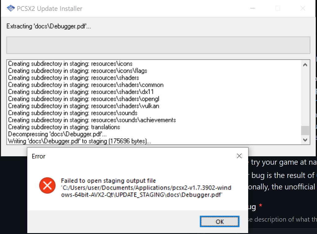Bug Cannot Update Nightly Release V173902 To V173905 Complains Of Missing Staging Output 