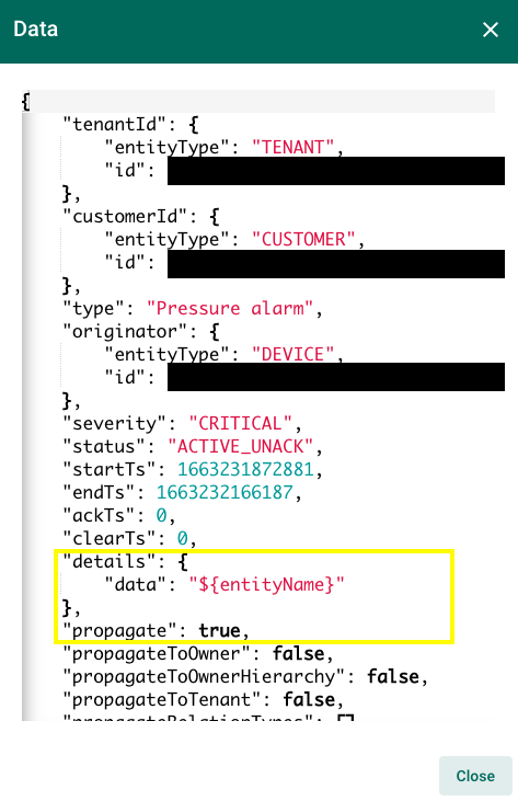 [Question] Adding details to alarms created in the Device Profile using Alarm Rules "not working ...