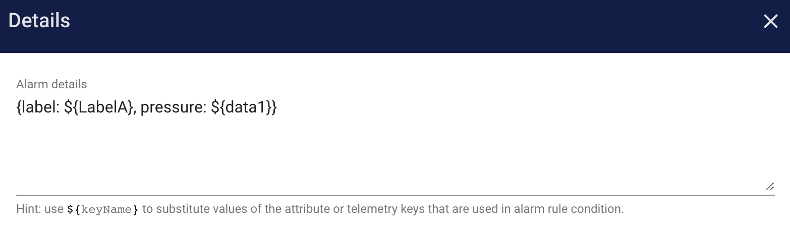 [Question] Adding details to alarms created in the Device Profile using Alarm Rules "not working ...