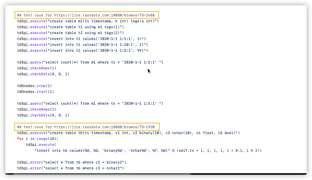 remove Code comment about jira · Issue #8494 · taosdata/TDengine · GitHub