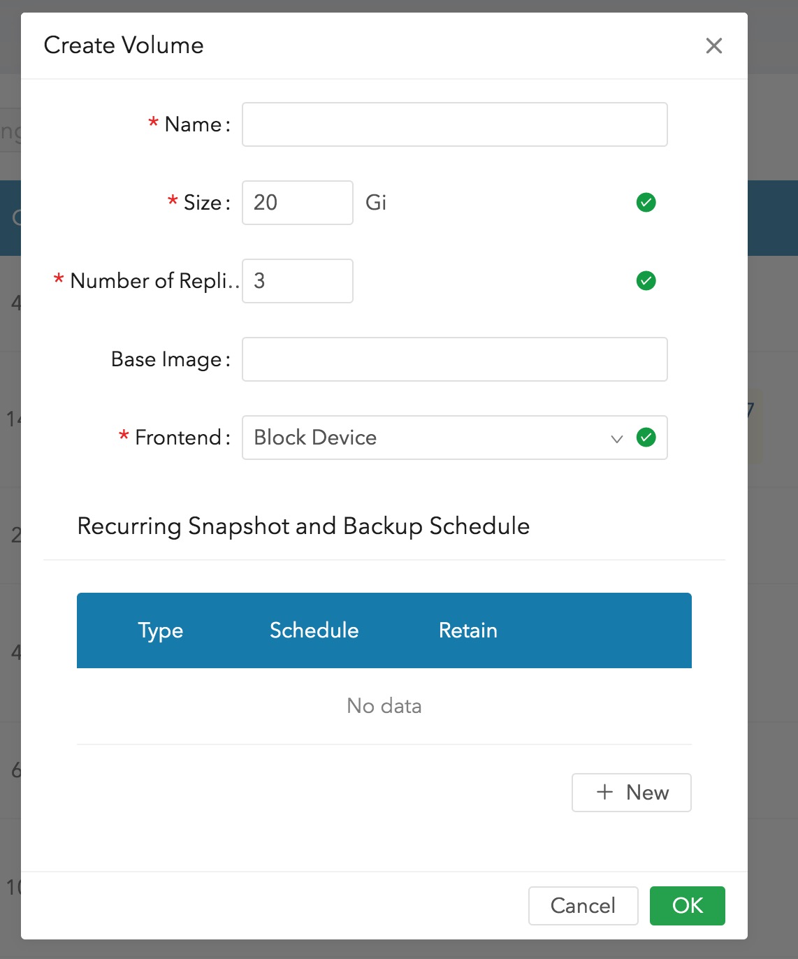 UI - Setting snapshot/backup configuration when creating a volume · Issue #505 · longhorn ...