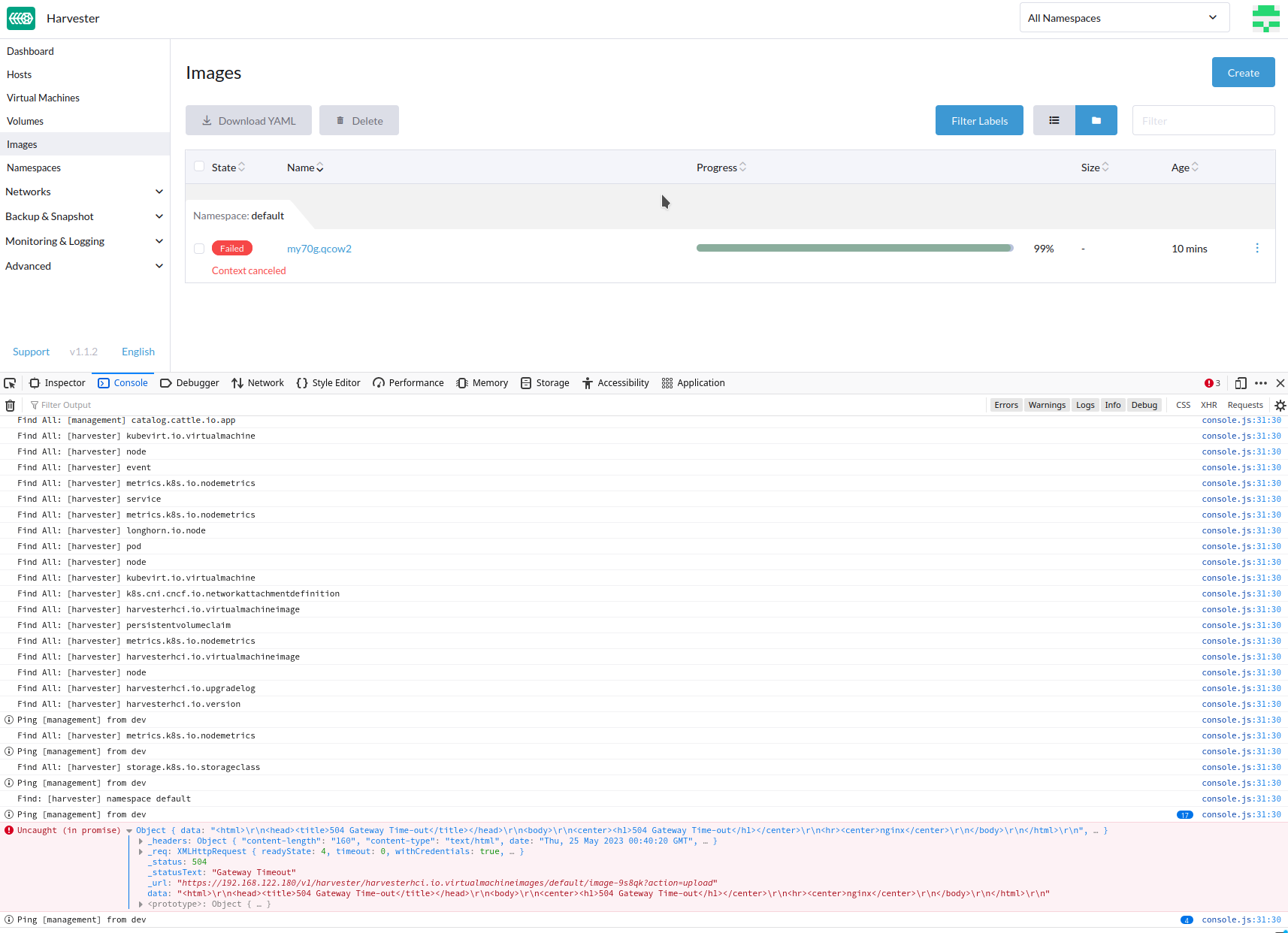 [BUG] Uploading qcow2 image from local file fails with Context Canceled · Issue #3450 ...