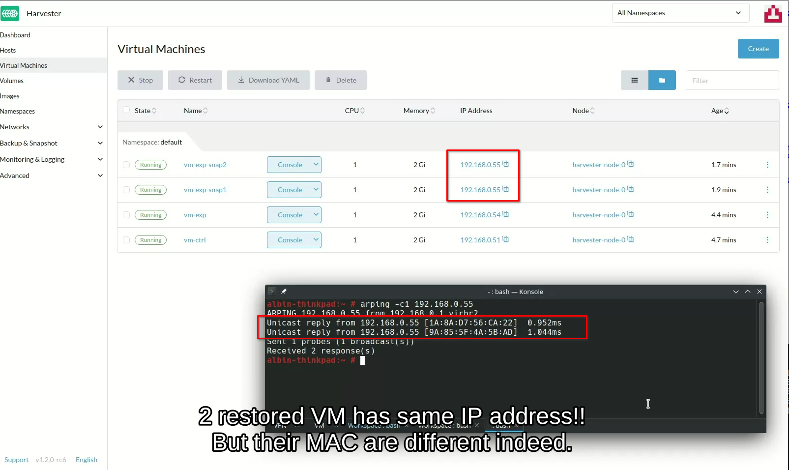 [BUG] VMs from successive "Restore New" backup/snapshot tend to get the same IP. · Issue #4474 ...