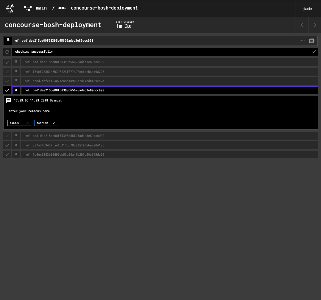 Commenting on pin for Resource Pinning · Issue #2875 · concourse/concourse · GitHub