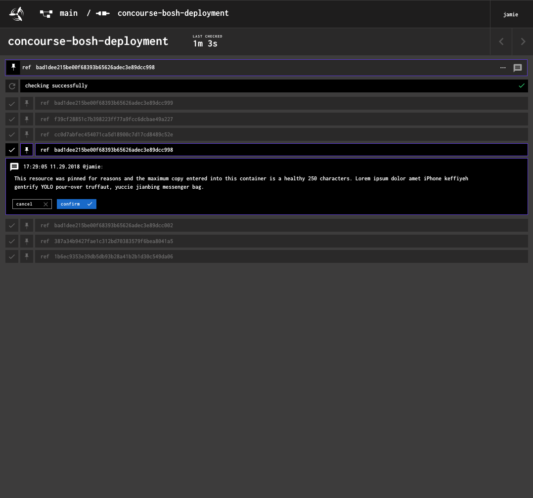 Commenting on pin for Resource Pinning · Issue #2875 · concourse/concourse · GitHub