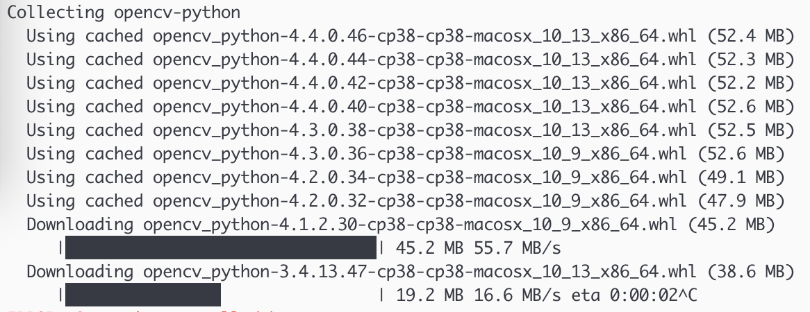 pip install downloads many versions of opencv (with 3.8 python) · Issue #1124 · DeepLabCut ...