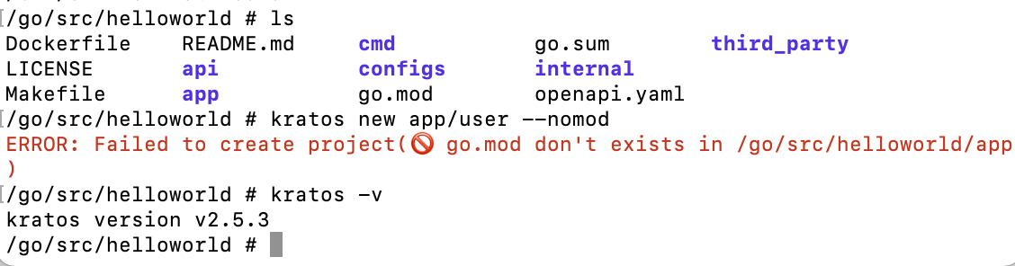 [Question] kratos new app/user --nomod 问题 · Issue #2609 · go-kratos/kratos · GitHub