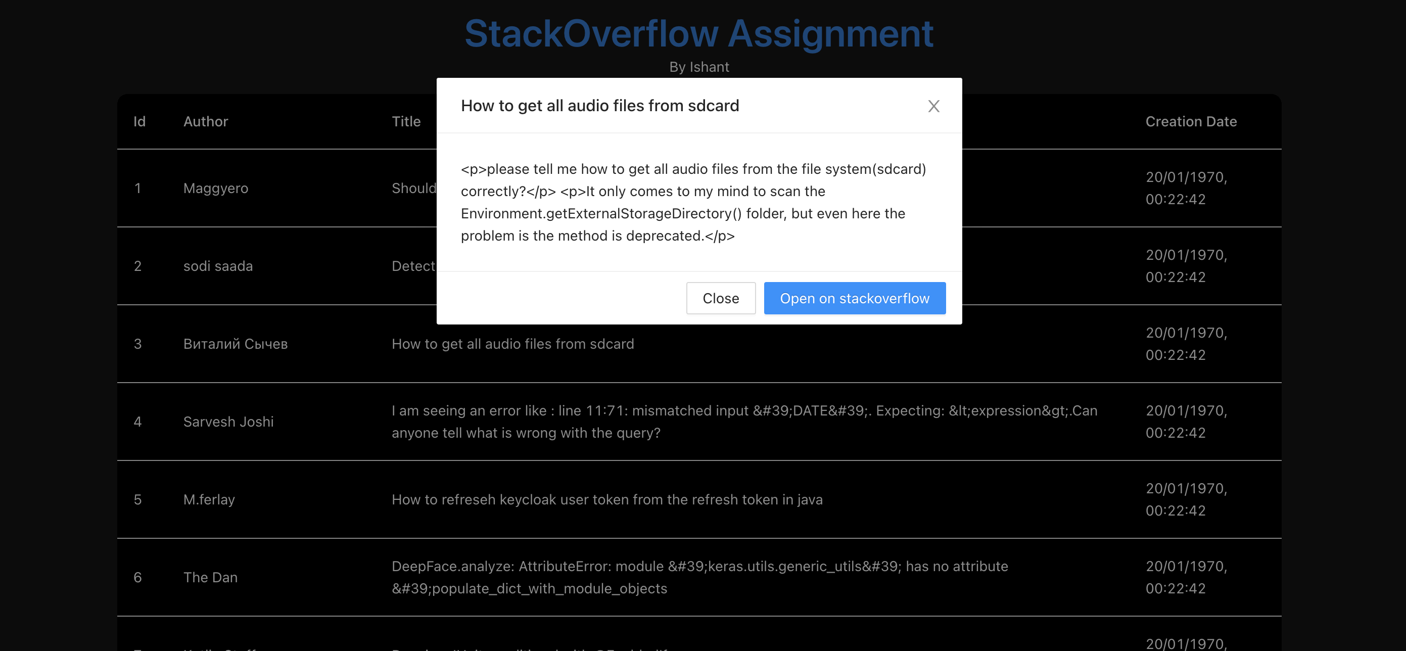 stackoverflow-assginment - Codesandbox