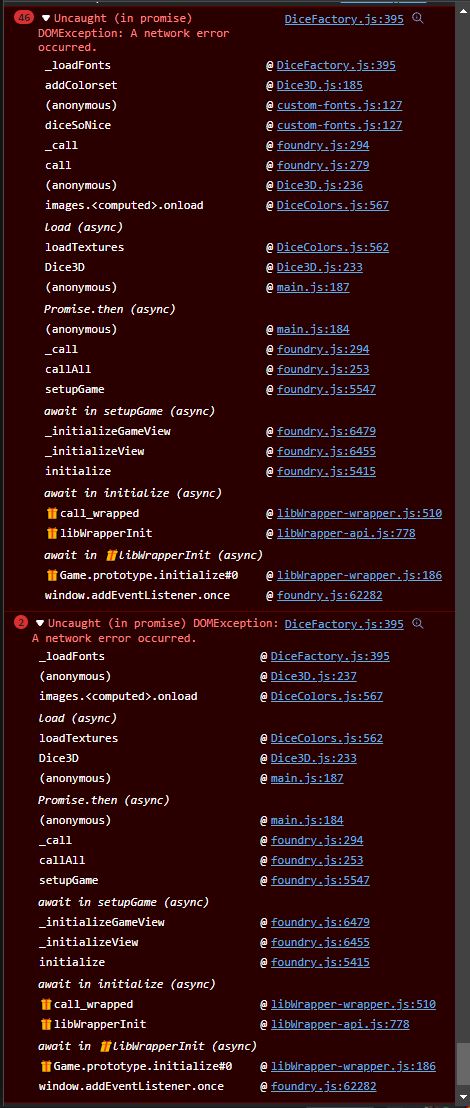 [BUG] Dice so Nice: Warnings in console · Issue #8 · arcanistzed/custom ...
