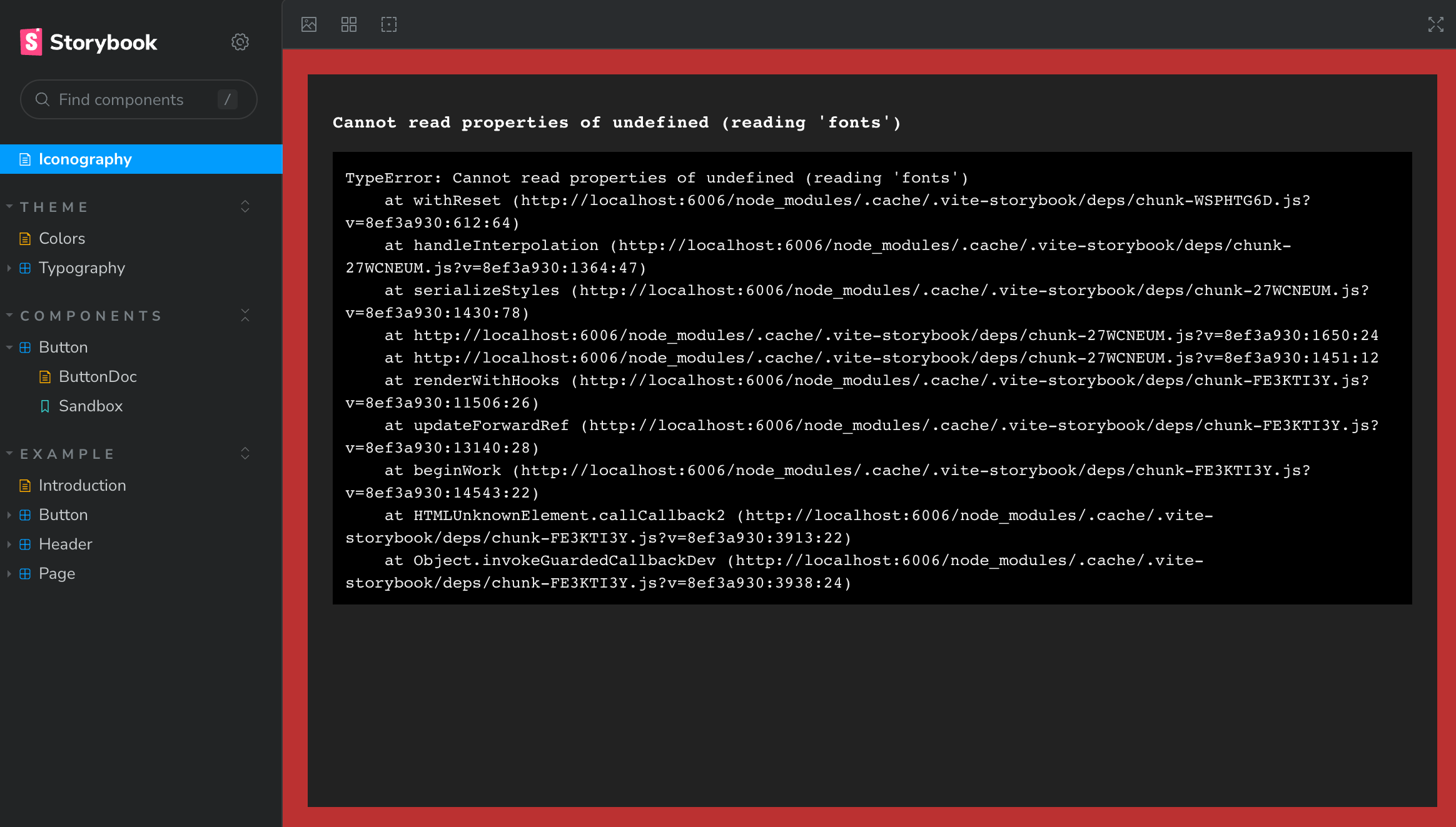 [Bug]: Docs with react-vite doesn't work on 7.0.4 - Cannot read properties of undefined (reading ...