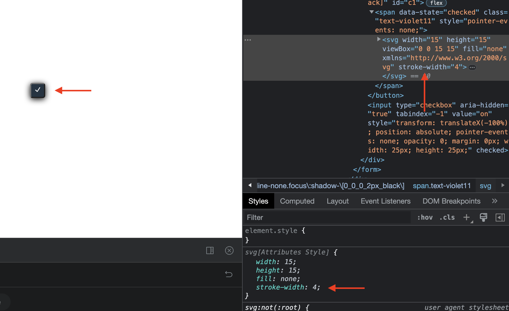 stroke width not calculated when passed as a prop to CheckIcon · Issue #155 · radix-ui/icons ...