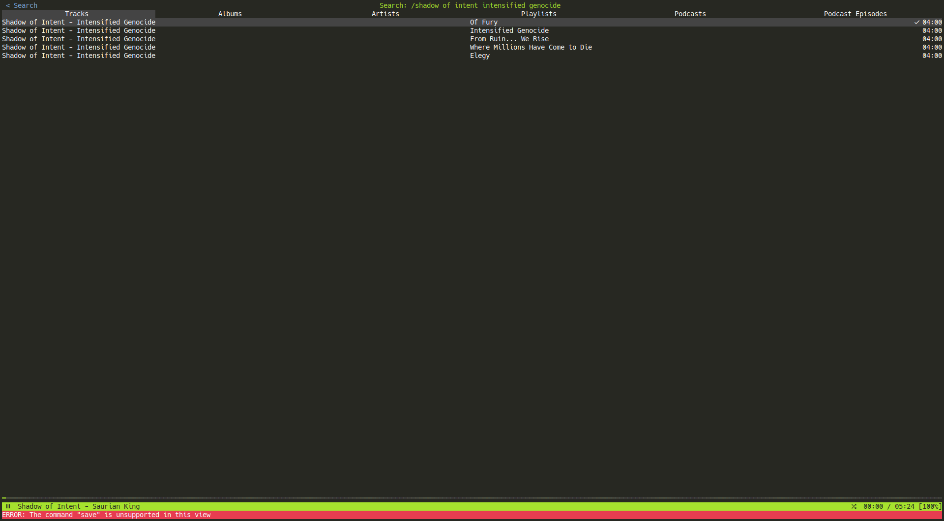 Error message when saving songs · Issue #710 · hrkfdn/ncspot · GitHub