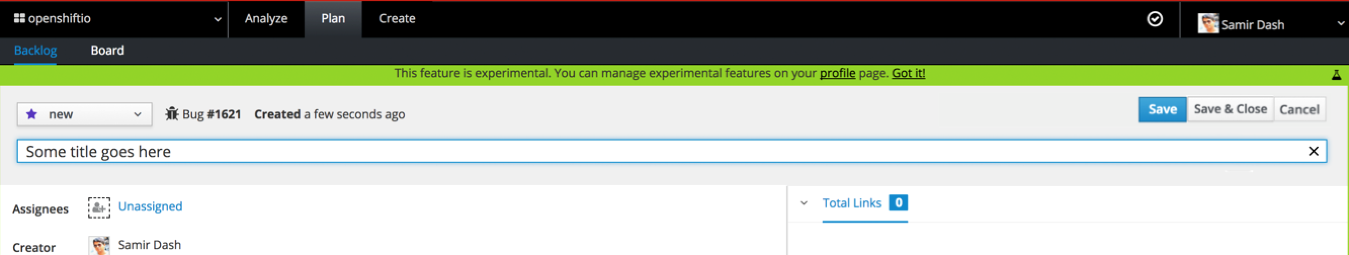 [Proposed] Improvement to new work item experience · Issue #1225 · openshiftio/openshift.io · GitHub