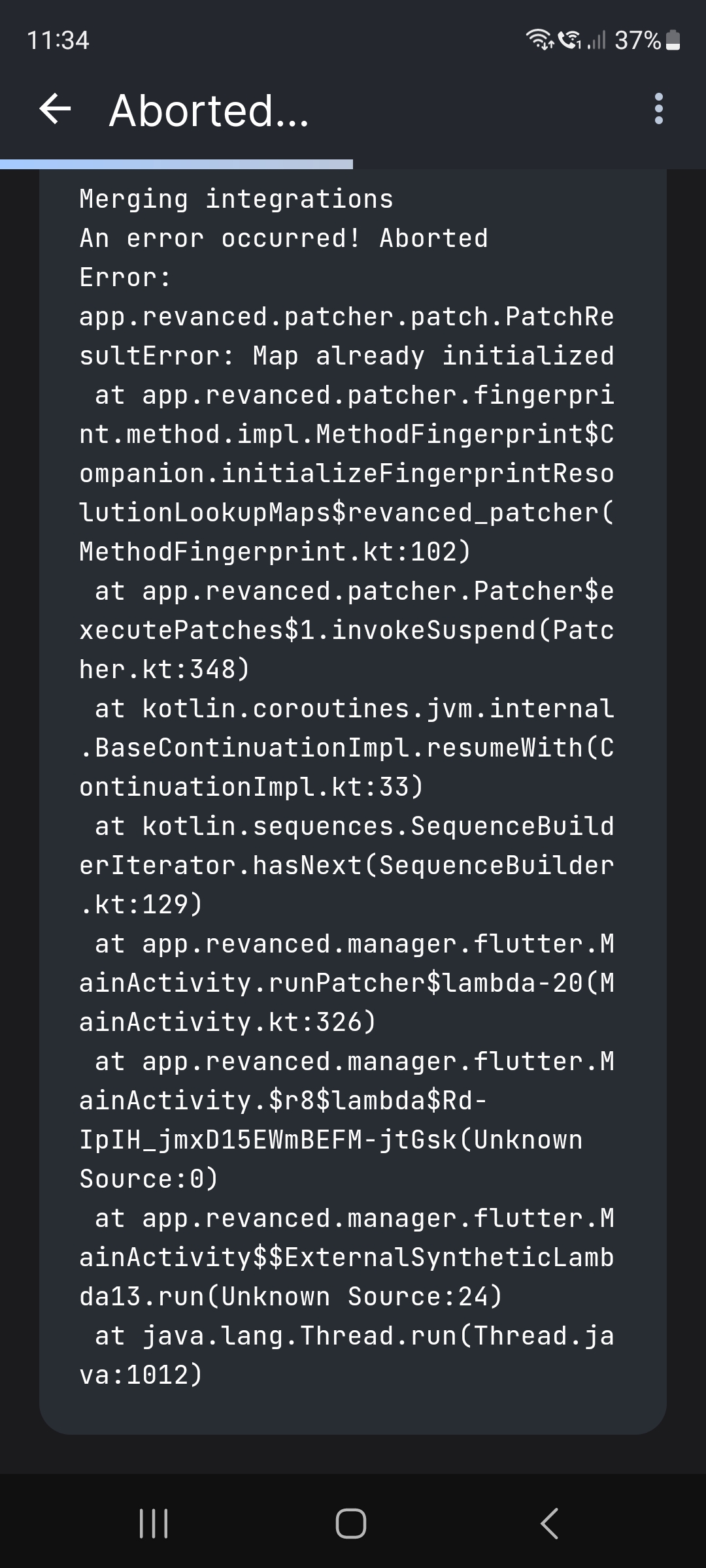 bug: Patching aborted because of map initialized fingerprint? · Issue #2545 · ReVanced/revanced ...