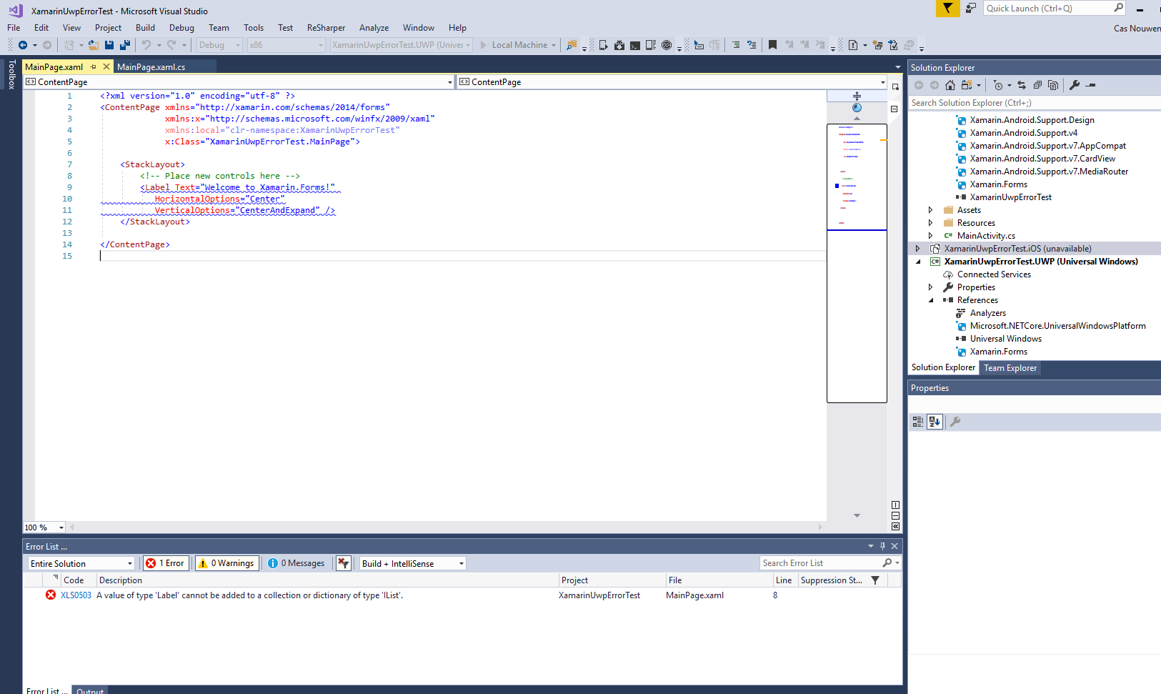 StackLayout incorrect Error message when adding child controls · Issue #4141 · xamarin/Xamarin ...