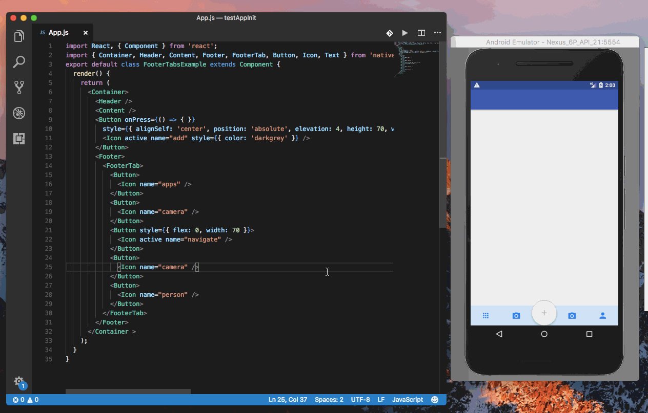 FooterTab circle button in center · Issue #1260 · GeekyAnts/NativeBase ...