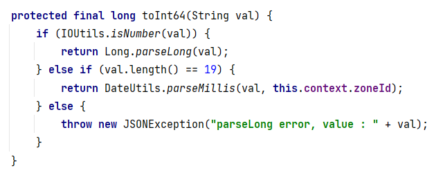 [BUG]fastjson2.0.29 ISO标准格式时间戳无法正确序列化为Long · Issue #1423 · alibaba/fastjson2 · GitHub